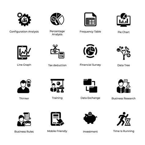 Business Management Glyph Icons Set Vector Art At Vecteezy