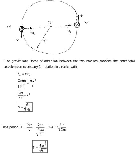 two particles of equal masses m each move in a circle of radius r under the action of their