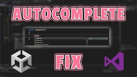 Fix Visual Studio Autocomplete In Unity YouTube