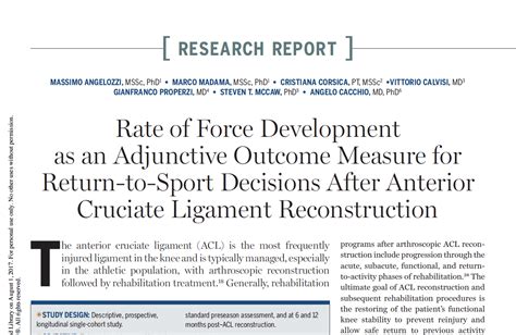Rate Of Force Development Returns To Sport Acl Motus Physical Therapy