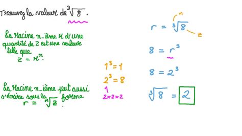 Vidéo question Calculer une racine cubique Nagwa