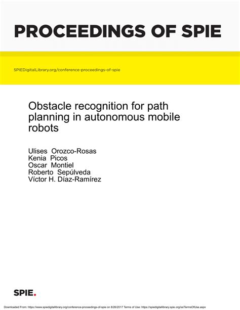 pdf obstacle recognition for path planning in autonomous mobile robots