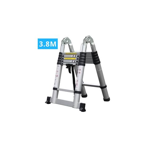 Echelle escabeau Télescopique Double Aluminium 2x6 Marches H 3 8m 1 9