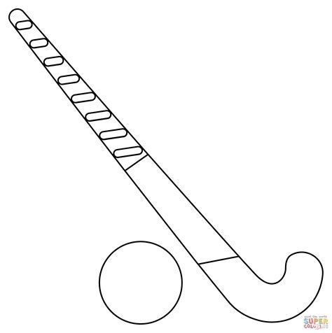 Dibujo de Palo y pelota de hockey sobre césped para colorear Dibujos