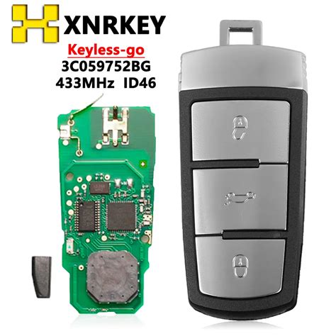 XNRKEY 3 Button Car Smart Remote Key ID46 PCF7936 Chip 433Mhz FCC