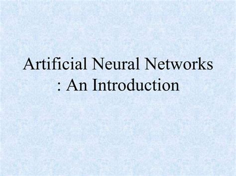 artificial neural networks ppt