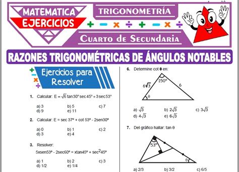Ejercicios De Razones Trigonometricas Para Cuarto De Secundaria