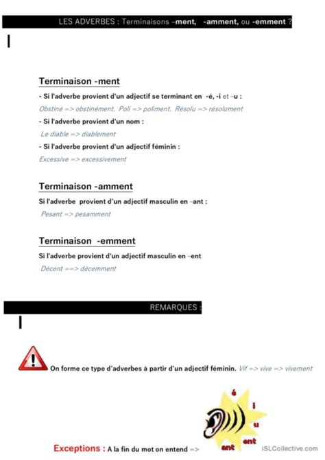 40 Adverbes Français FLE fiches pedagogiques pdf doc