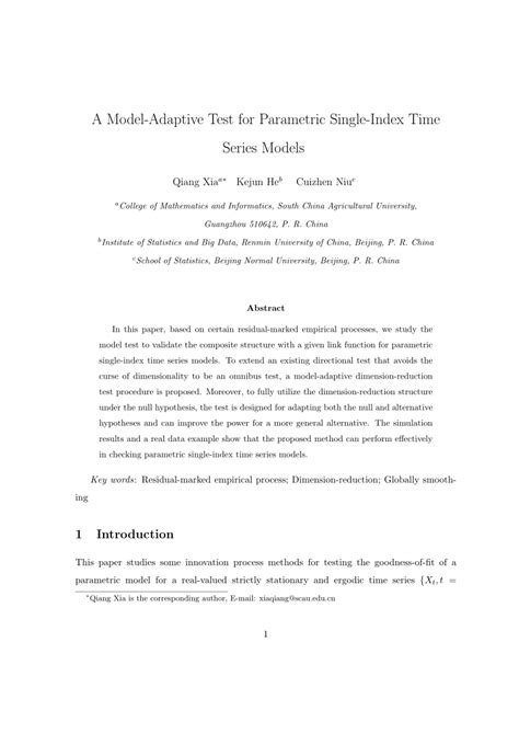 pdf a model adaptive test for parametric single index time series models