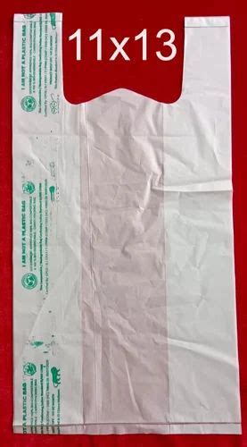 W Cut Printed White Biodegradable Corn Starch Bag Size In Inches