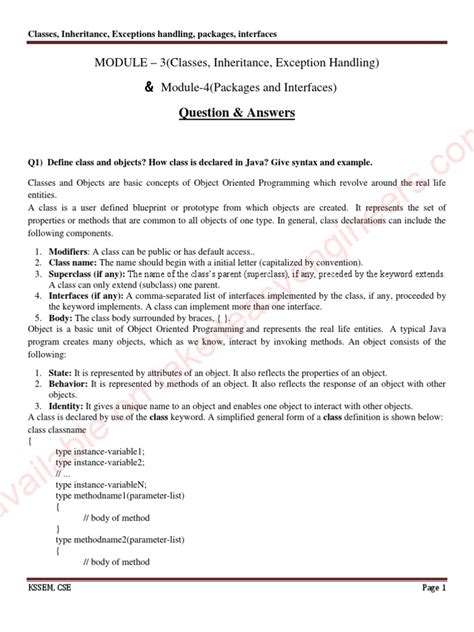 ooc 18cs45 module3 module4 pdf inheritance object oriented programming class computer