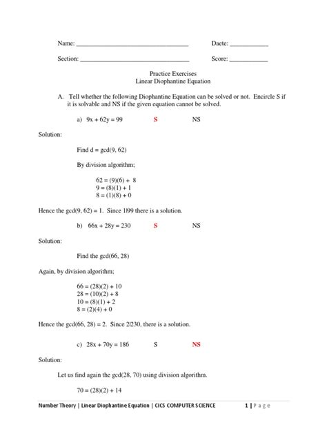 solving linear diophantine equations pdf equations number theory