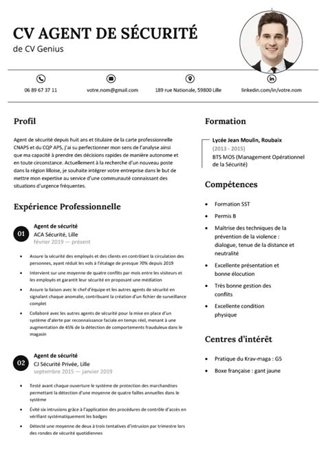 CV agent de sécurité exemple et modèle