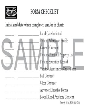 Fillable Online Hfhs Formslibrary Wbc Form Checklist Label