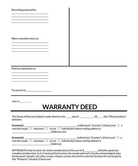 Free Warranty Deed Forms 30 Templates