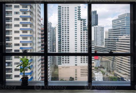 Interior Of Window Office And Crowded Building In Downtown