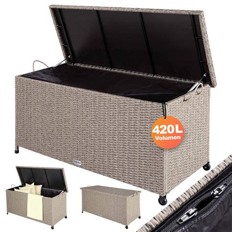 Skrzynia Ogrodowa Rattan Meble Ogrodowe 420L Kufer Schowek Na Poduszki