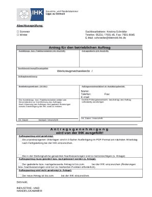 Antrag Fr Den Betrieblichen Auftrag IHK Doc Template PdfFiller