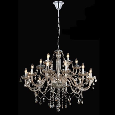 Lustre Candelabro de Cristal Maria Tereza 18 Braços Âmbar BIANCOLUCE
