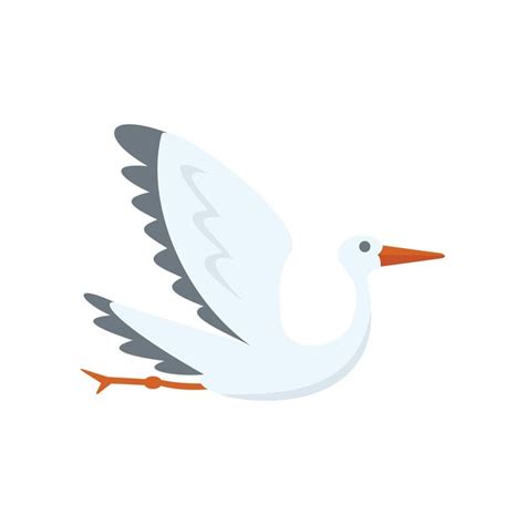 Premium Vector New Stork Icon Flat Vector Fly Bird Nest Crane Isolated