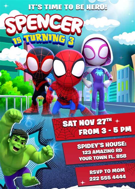 Spidey And His Amazing Friends Birthday Invitation Artofit