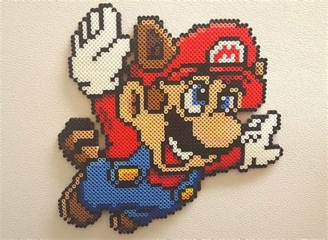 Super Mario Perler Beads Raccoon Mario Pixel Art Nintendo Etsy Nerdy