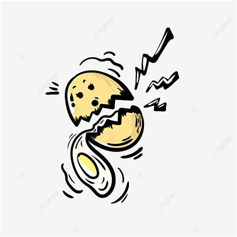 Ilustração De Desenho Animado De Ovo Rachado PNG Ovo Rachadura Gema
