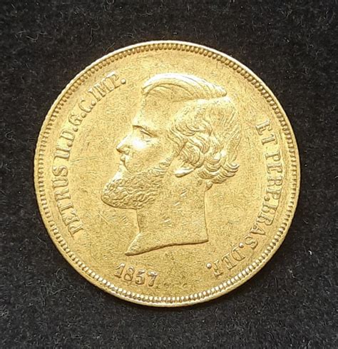 OURO Moeda Brasil Império 20 000 Reis Ano 1857