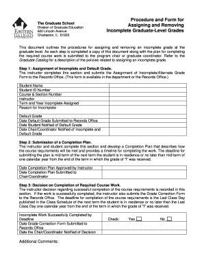 Fillable Online Eiu Procedure And Form For Removing Incomplete Graduate