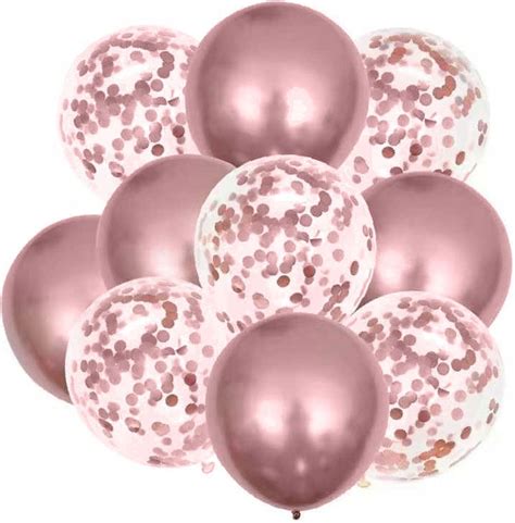 Balony przezroczyste z konfetti ROSE GOLD roczek 1 99 urodziny ślub