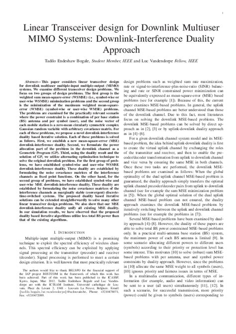 pdf linear transceiver design for downlink multiuser mimo systems downlink interference