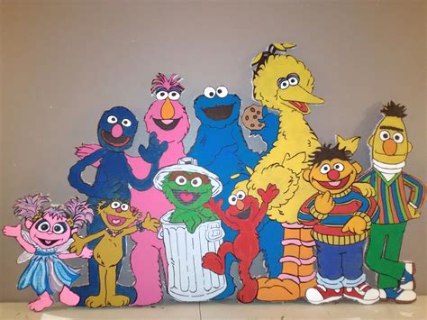 Sesame Street Characters Top Row Grover Telly Monster Cookie Monster Big Bird Bottom Row