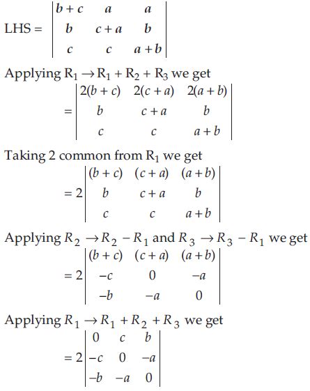 using properties of determinants show that b c a a b c a b c c a b 4abc sarthaks