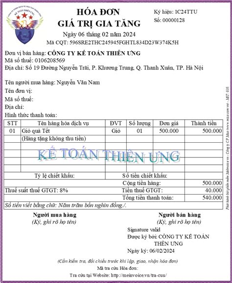 Cách xuất hóa đơn hàng biếu tặng quà cho khách hàng nhân viên
