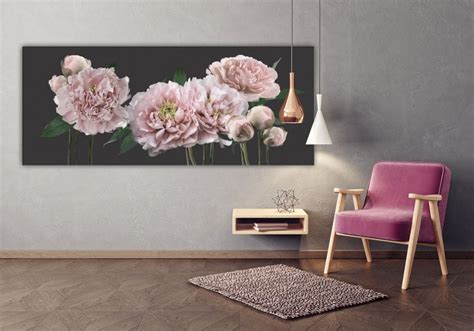 Obraz na płotnie do salonu KWIATY PIWONII 147x60cm 03184 Dom