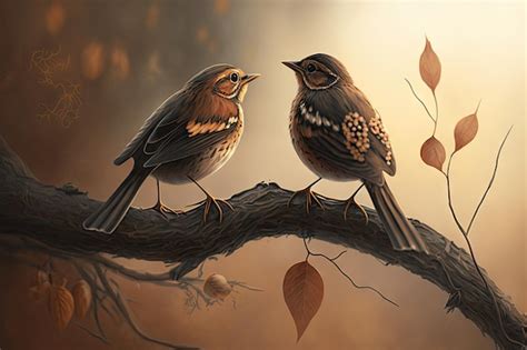 Premium AI Image Two Bird Perched On Tree Branch Their Feathers