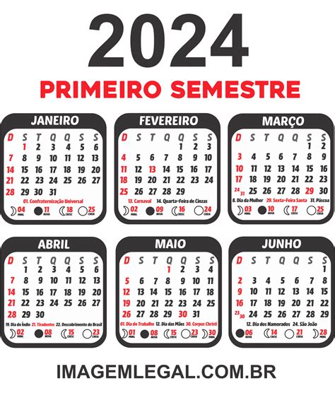 Calendário Preto Padrão Primeiro Semestre Imagem Legal