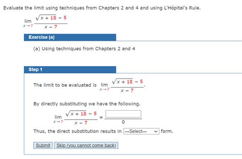 solved evaluate the limit using techniques from chapters 2