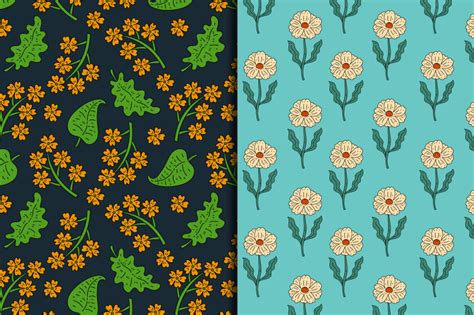 Vintage Flower Garden Seamless Patterns By Rin Green TheHungryJPEG