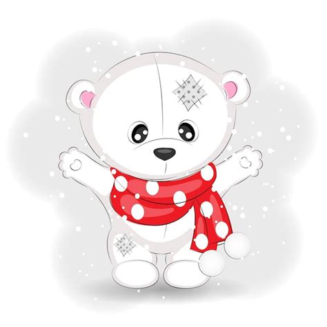 Premium Vector Cute Polar Bear With Red Scarf Vector Christmas