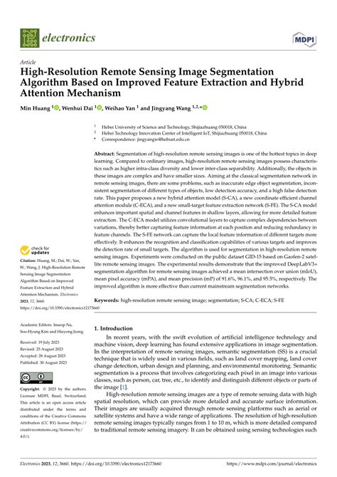 pdf high resolution remote sensing image segmentation algorithm based on improved feature