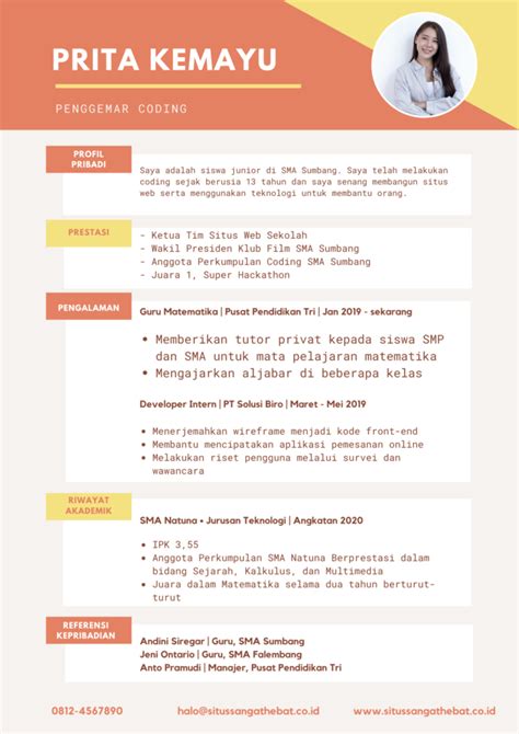 20 Contoh CV Formal Modern Kreatif Dalam Bahasa Indonesia Serta Inggris