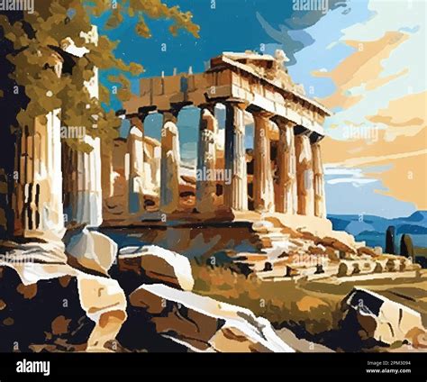 Watercolor Acropolis Of Athens Vector Illustration Stock Vector Image