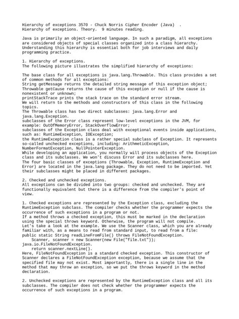 hierarchy of exceptions 3570 chuck norris cipher encoder java pdf