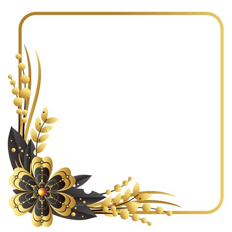 Dry Flower On Left Down Corner Square Frame 14604168 PNG