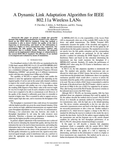 pdf a dynamic link adaptation algorithm for ieee 802 11 a wireless lans