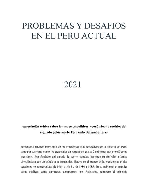Problemas Y Desafios En El Peru Actual Pc Desaf Os Y Problemas En