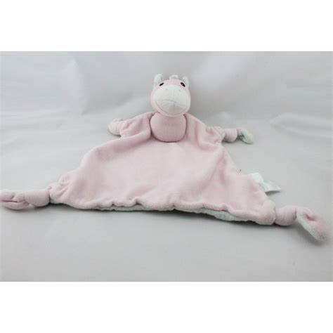 Doudou Plat Cheval Rose Bleu Babou