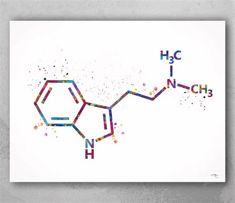 Dmt Molecule Watercolor Print Chemical Molecule Symbol Wall Etsy