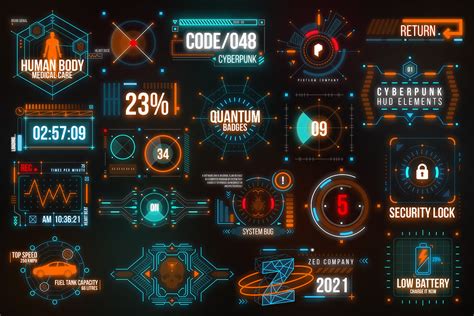 Cyberpunk Glowing Hud Elements Photoshop Psd Format